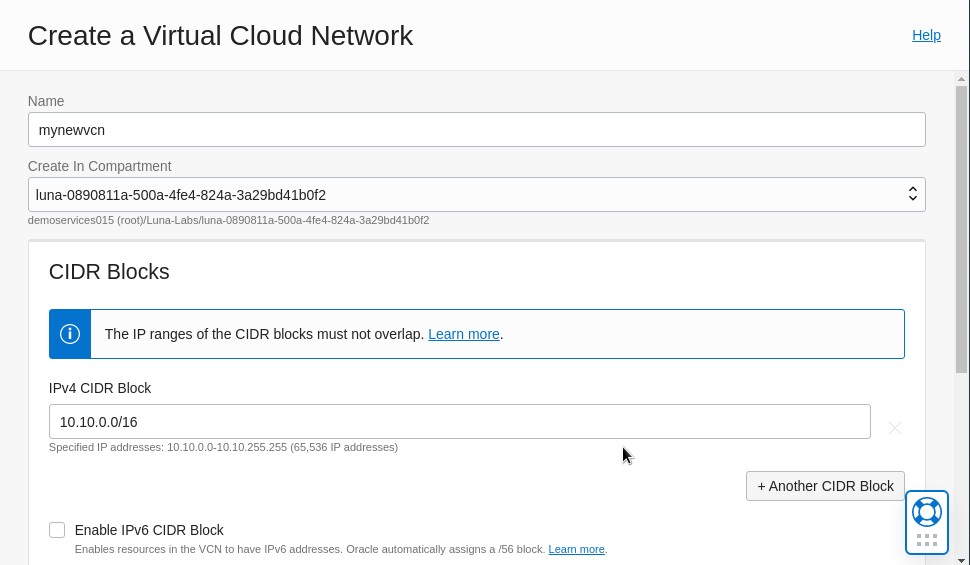 Create Virtual Cloud Networks in Oracle Cloud Infrastructure