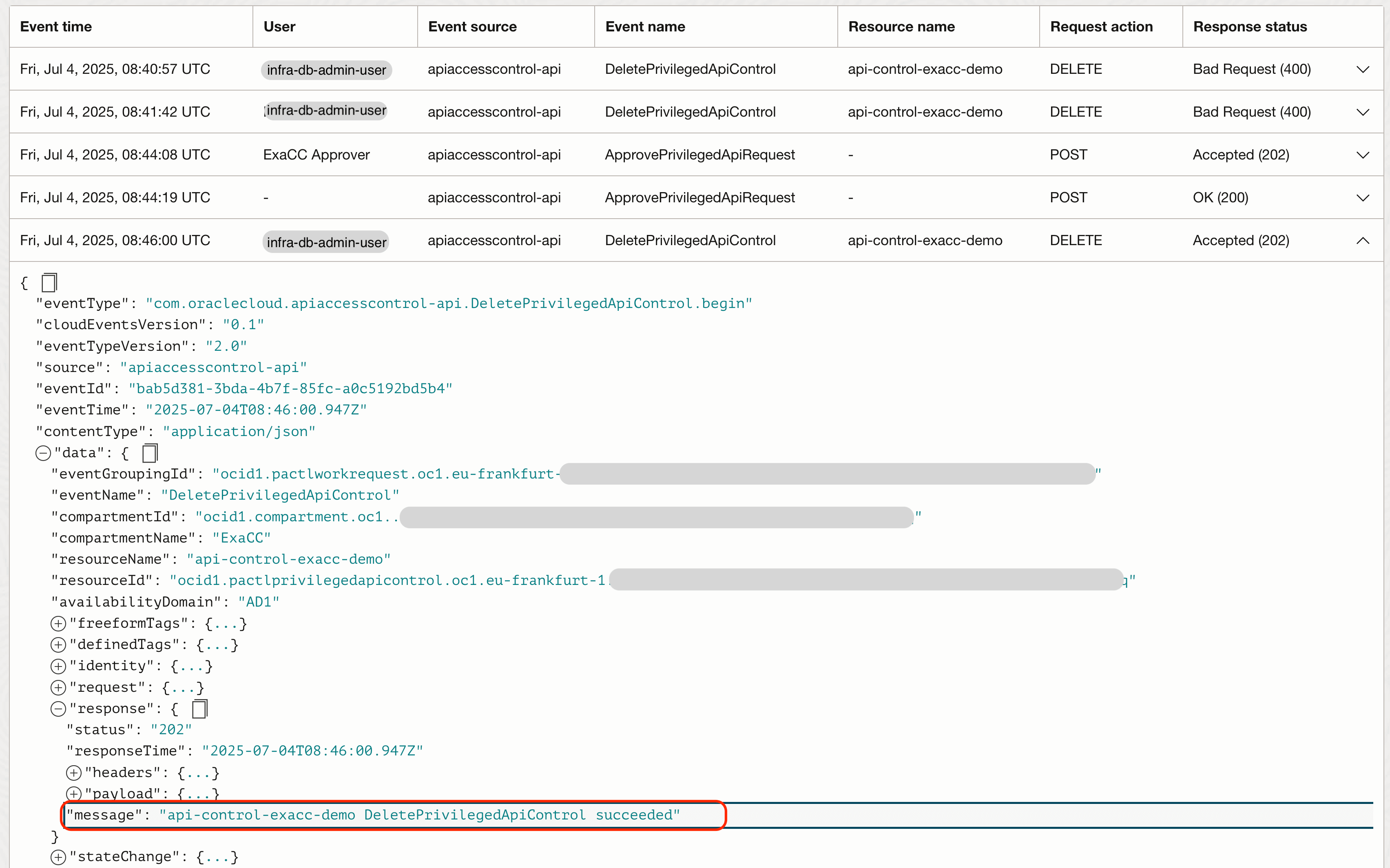 Use Oracle API Access Control with Oracle Exadata Database Service on ...