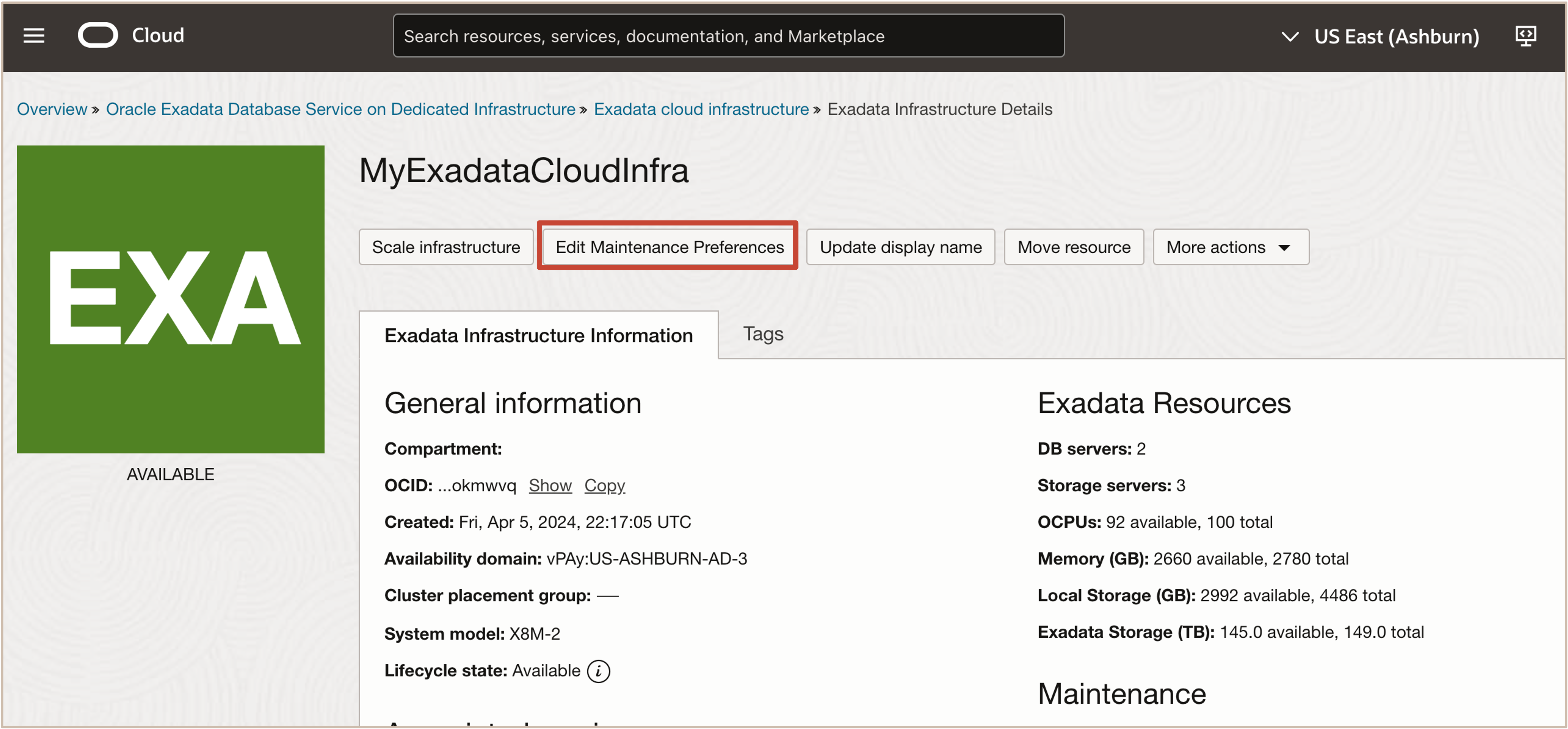 Create a Maintenance Scheduling Policy for Oracle Exadata Database Service on Dedicated ...