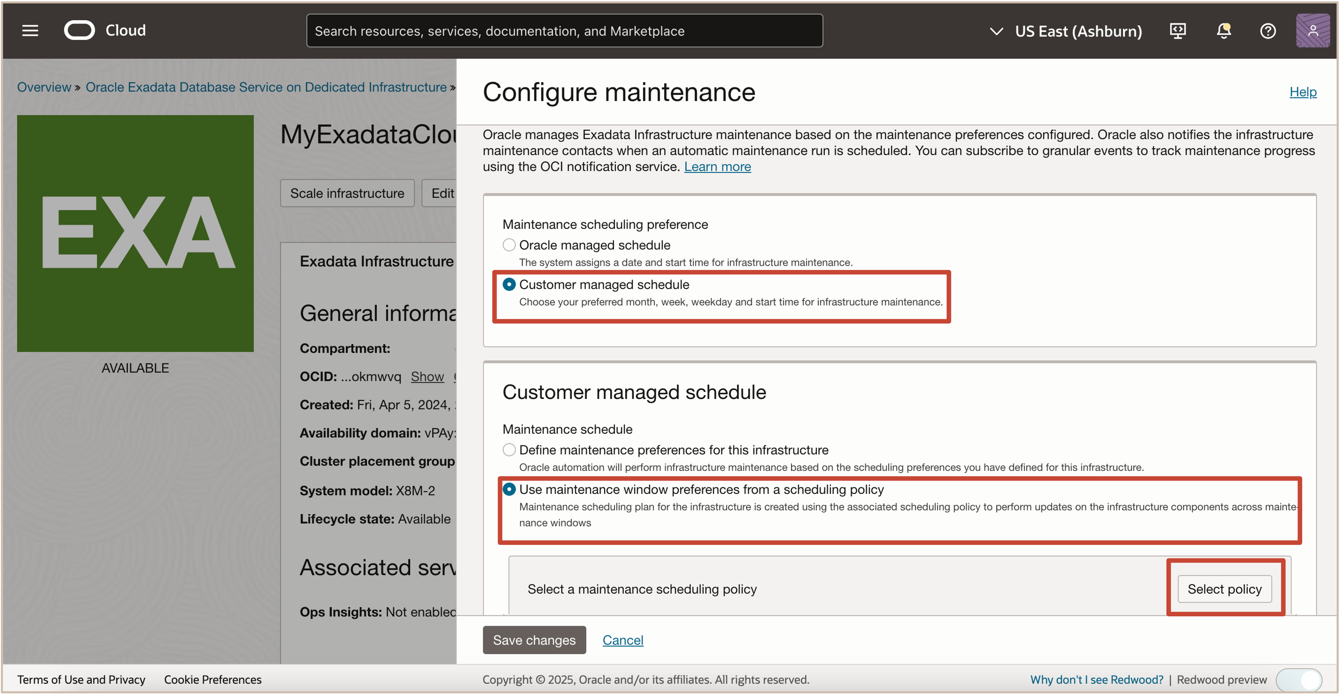 Create a Maintenance Scheduling Policy for Oracle Exadata Database Service on Dedicated ...