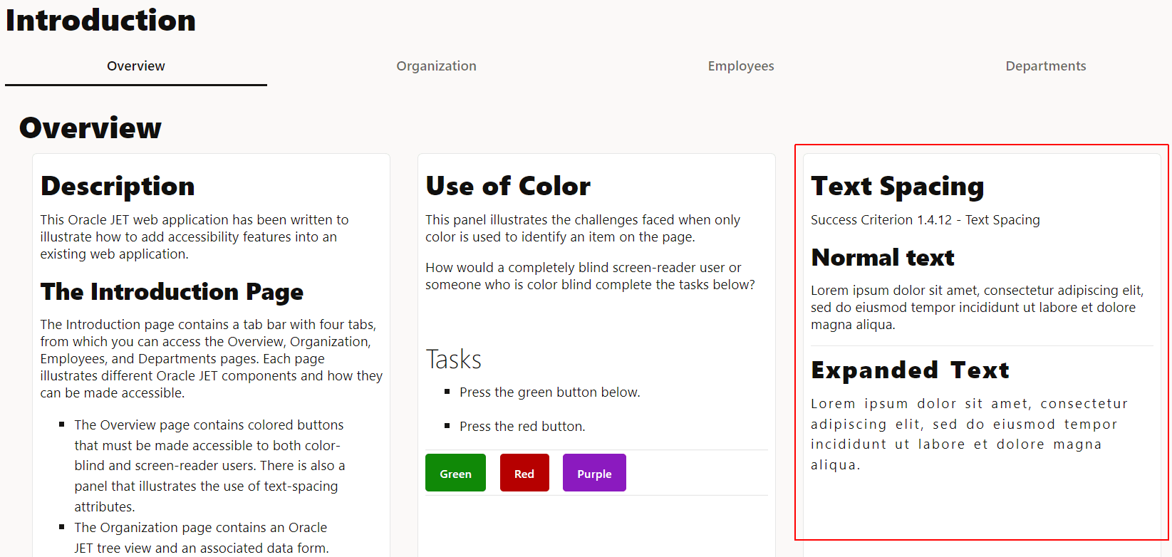 Test an Oracle JET app for accessibility - visual inspection
