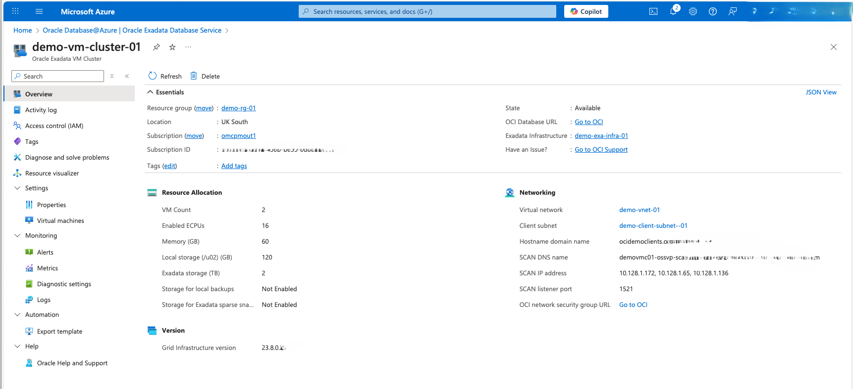 Base de datos de Exadata