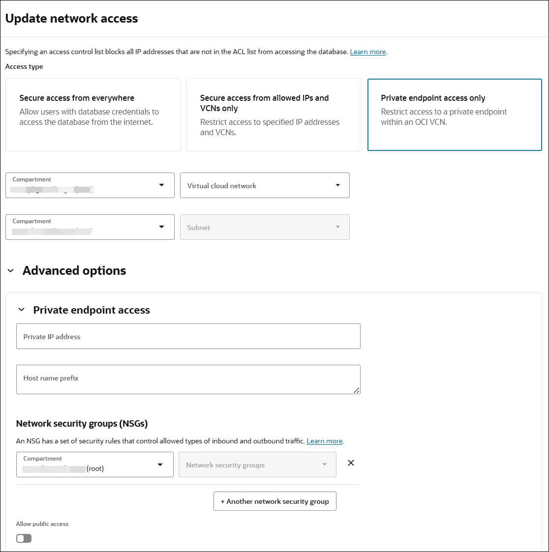 Configure Network Access with Private Endpoints
