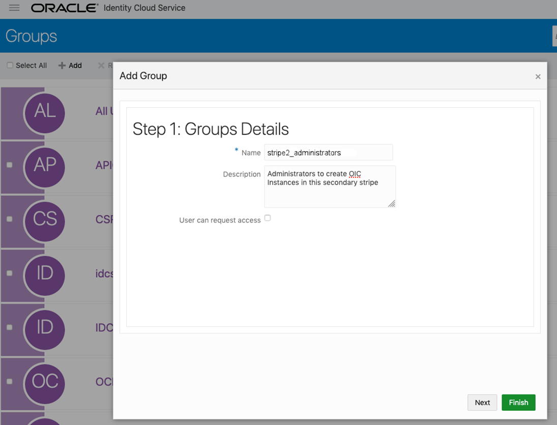 Creación de cadenas de Oracle Identity Cloud Service