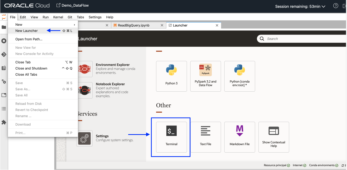 Realice sus análisis en OCI Data Flow mediante el bloc de notas interactivo de OCI Data Science
