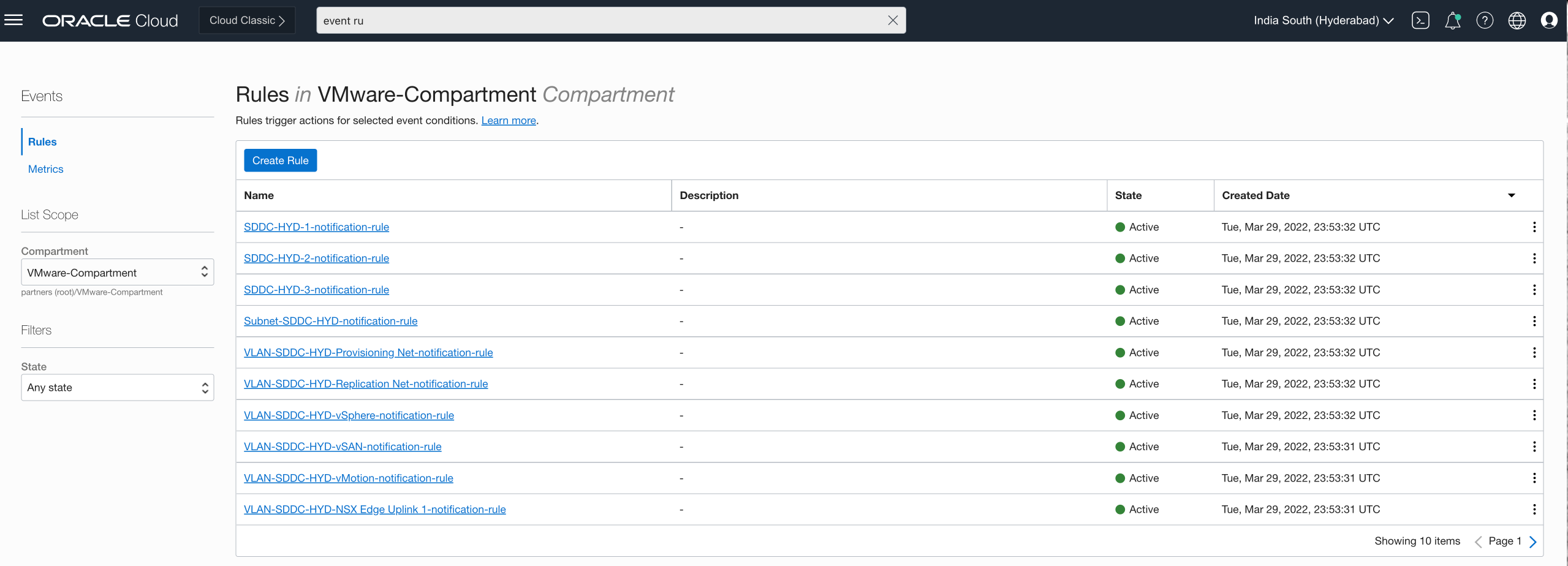 Integre las notificaciones de OCI con la solución VMware de Oracle Cloud
