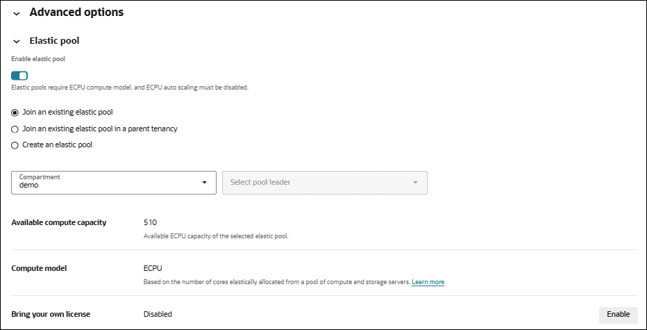 Use and Manage Elastic Pools on Autonomous Database