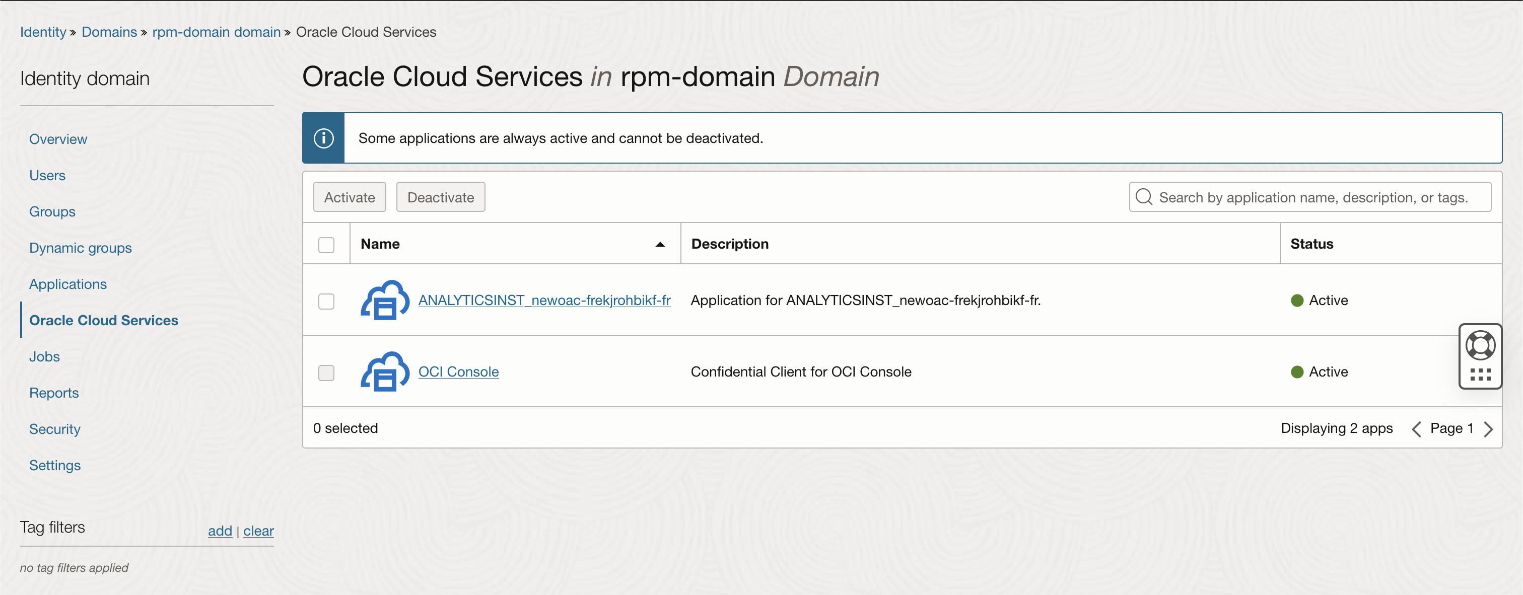 Configuration de stratégies de connexion pour Oracle Analytics Cloud et les applications APEX ...