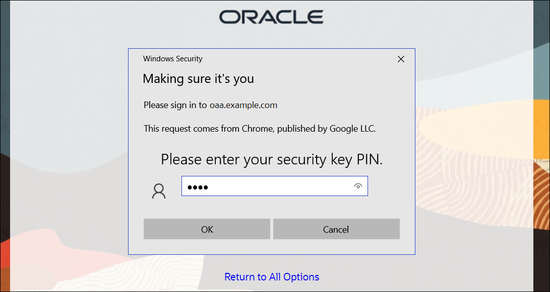 Configuration de FIDO2 avec l'authentification avancée Oracle
