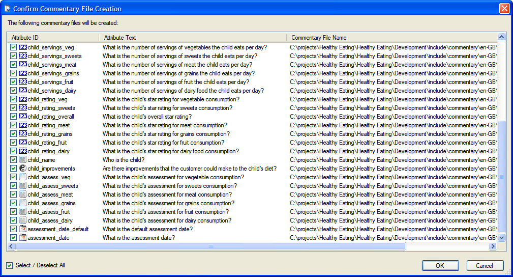 Create commentary for a word in a label or question