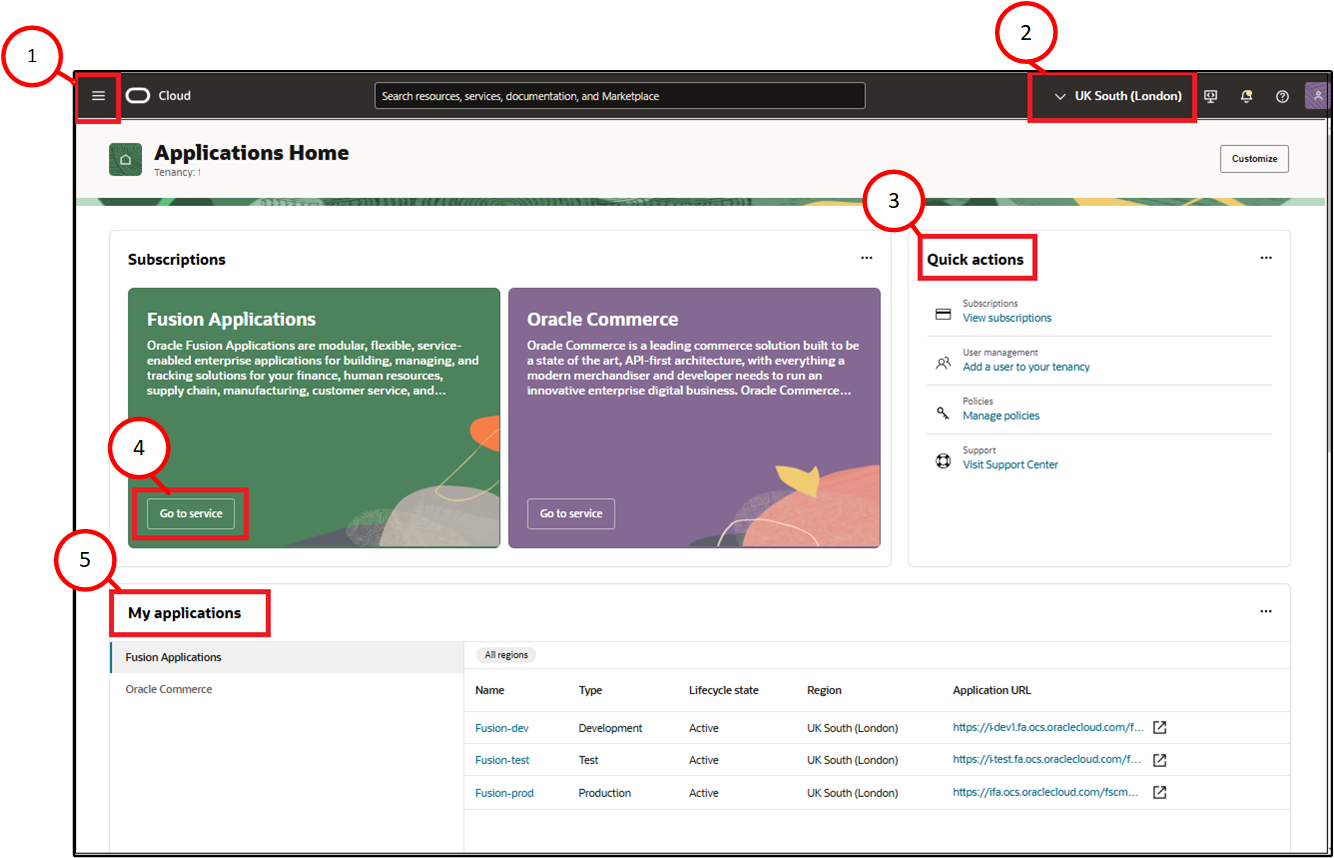 Using the Oracle Cloud Console