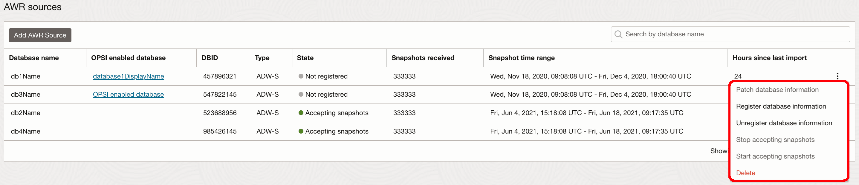 Configure Database Sources