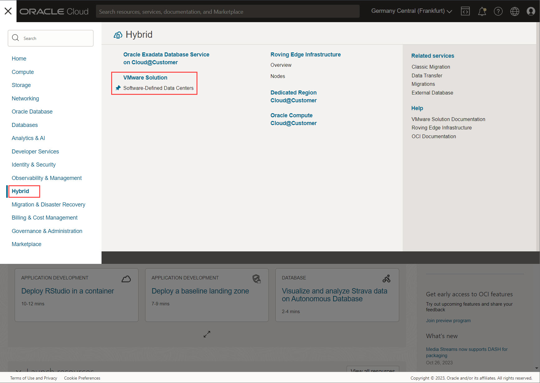Creare un data center definito dal software Oracle Cloud VMware ...