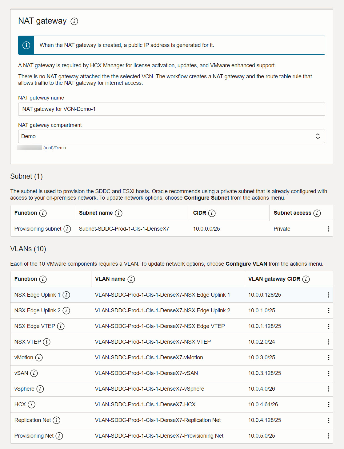 Creare un data center definito dal software Oracle Cloud VMware ...