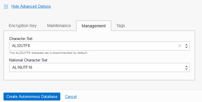 Choose a Character Set for Autonomous Database