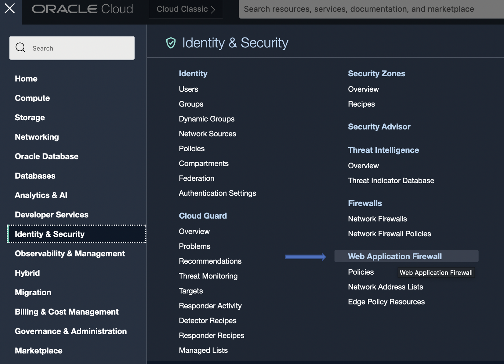 柔軟なLoad BalancerにOracle Cloud Infrastructure Web Application Firewall保護を追加します