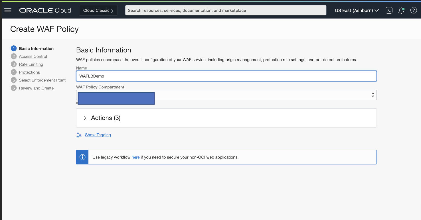 柔軟なLoad BalancerにOracle Cloud Infrastructure Web Application Firewall保護を追加します
