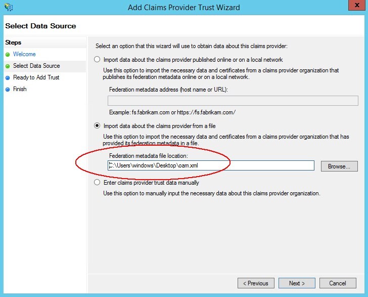 ADFS 2.0および3.0 SPとOAM IdPの統合