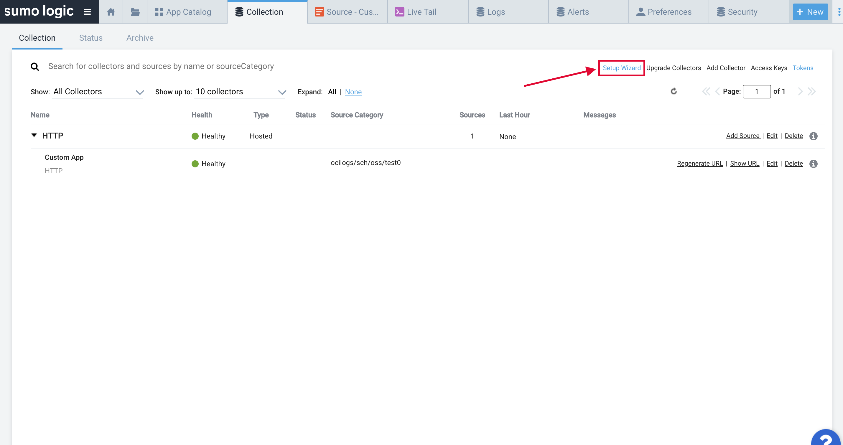 Oracle Cloud Infrastructure에서 Sumo Logic으로의 로그 이동