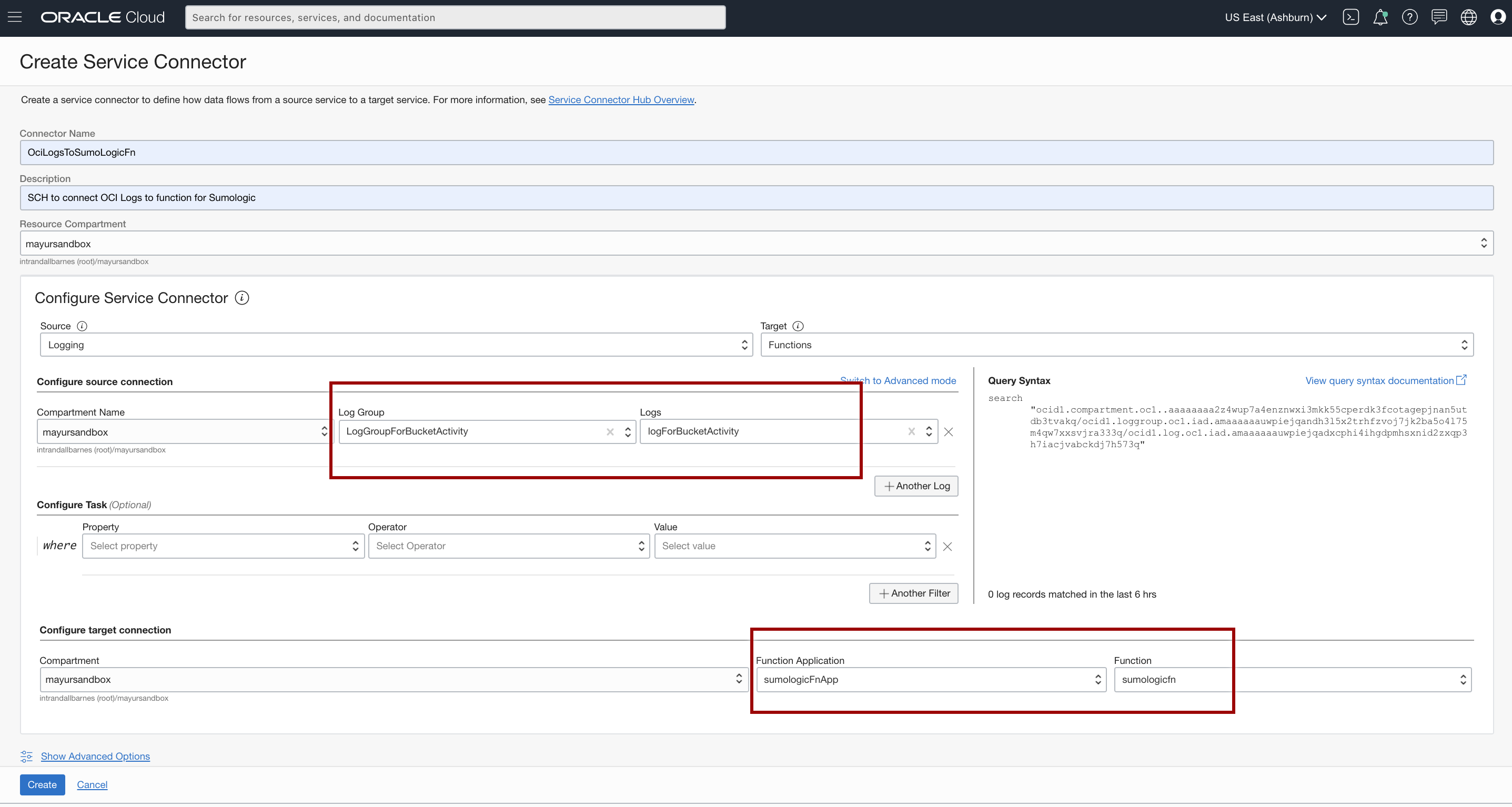 Oracle Cloud Infrastructure에서 Sumo Logic으로의 로그 이동