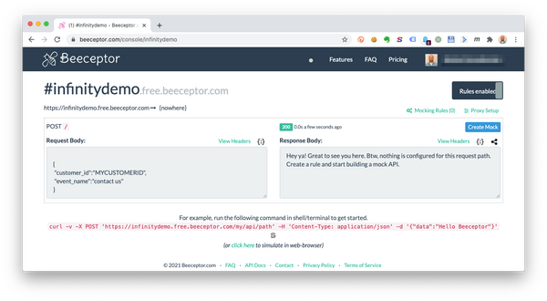 Oracle Infinity Streams를 사용하여 API로 데이터 전송(레거시)