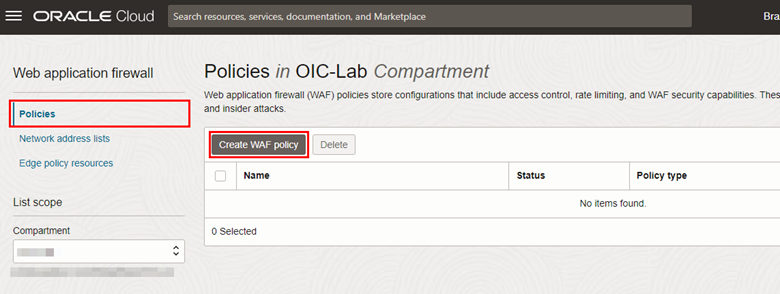 Oci Waf를 사용하여 Oracle Integration프로세스 커스텀 엔드포인트 구성 및 보호