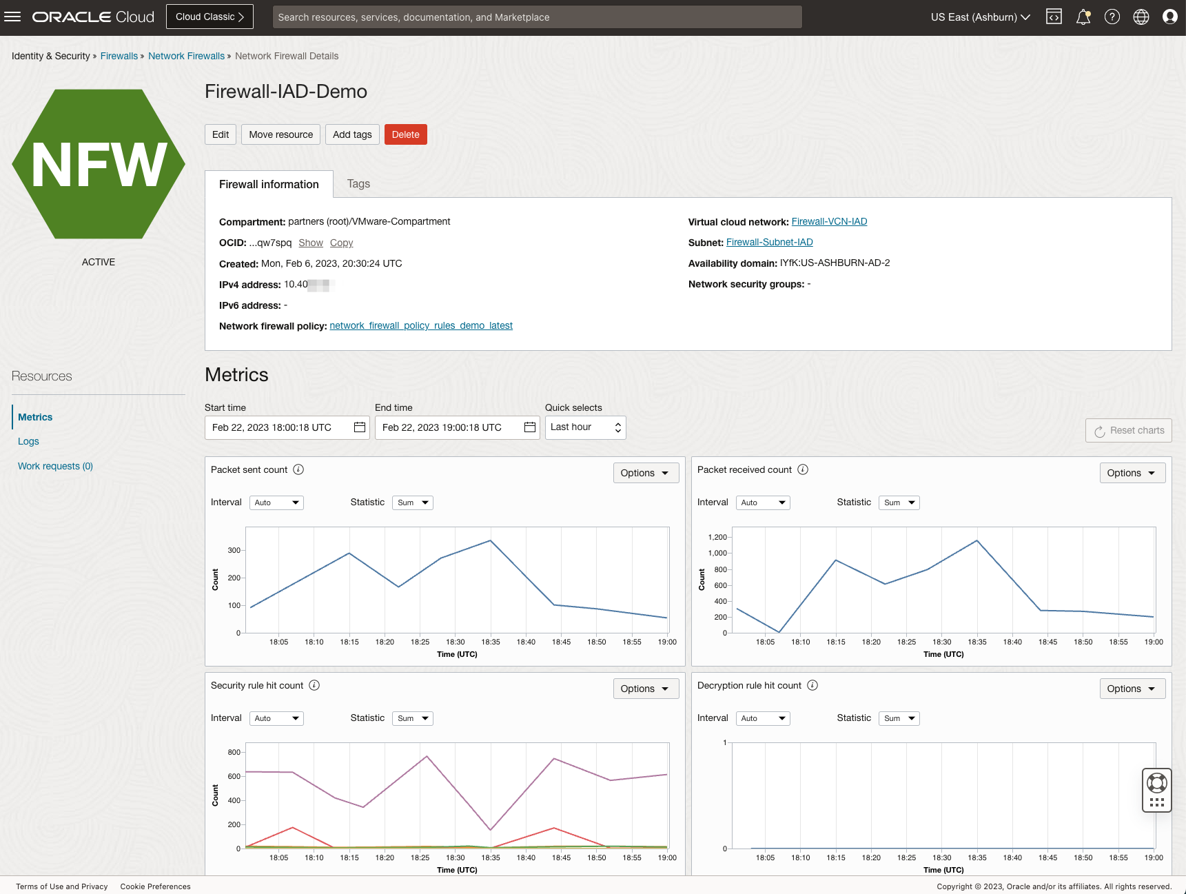 Oracle Cloud Infrastructure Network Firewall으로 Oracle Cloud Vmware Solution 워크로드 보호