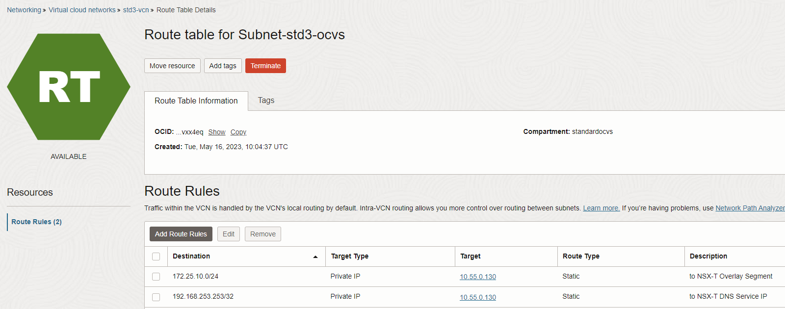 NSX-T 오버레이 세그먼트에서 Oracle Cloud VMware Solution Management VM 및 ESXi 호스트에 대한 DNS 확인 사용