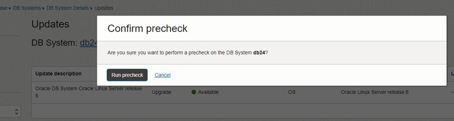 Oracle Database Cloud Service 데이터베이스 및 데이터베이스 시스템 업그레이드
