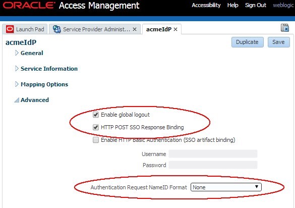 OAM 및 SP에서 SAML 2.0 IdP 파트너 생성