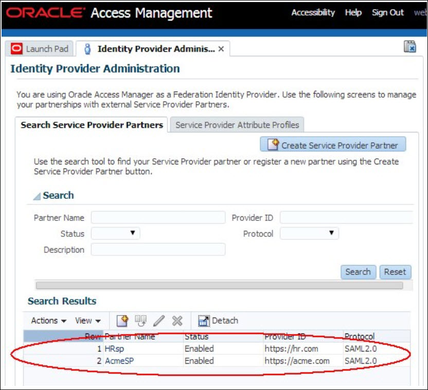 OAM 및 IdP의 인증
