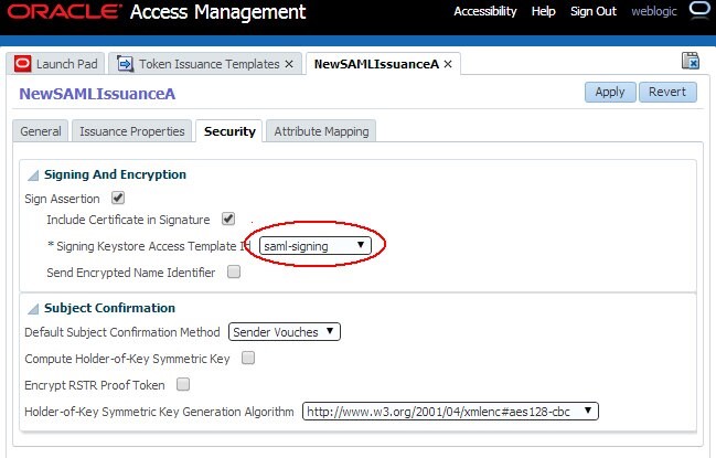 키 및 인증서 관리 - OAM 및 STS에서 롤오버