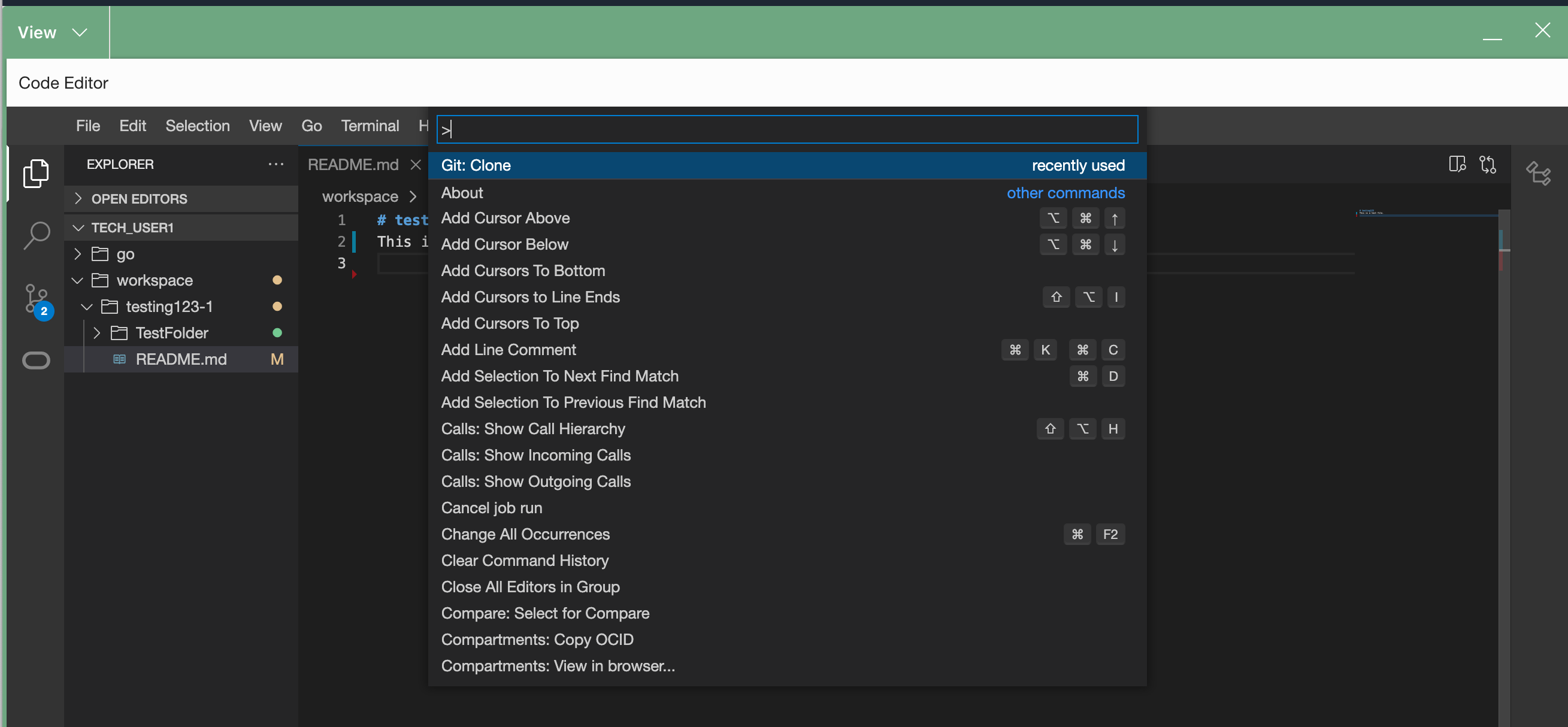 Usando a Paleta de Comandos e os Atalhos do Teclado