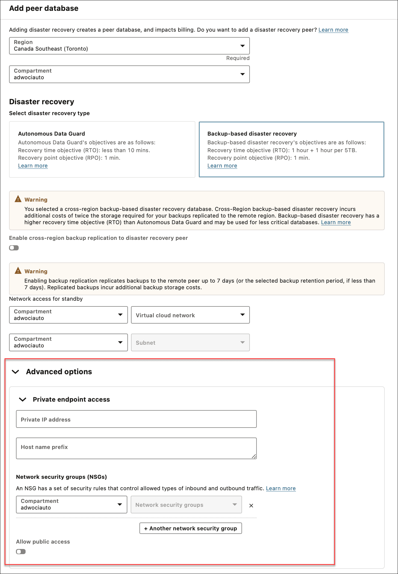 Add a Cross-Region Standby Database