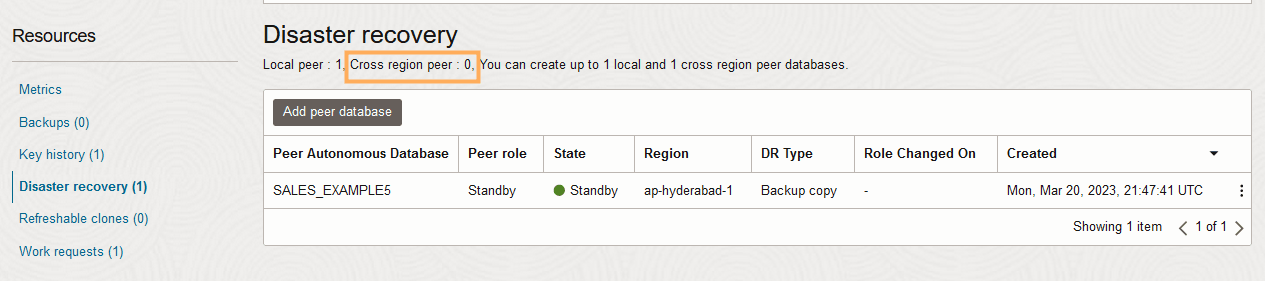 Disable a Cross-Region Standby Database