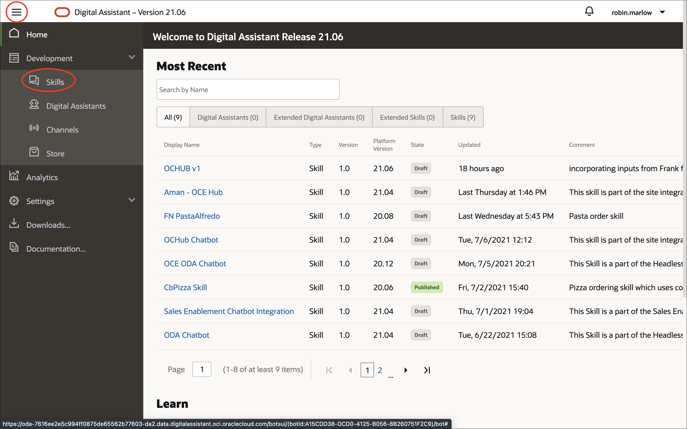 使用无外设 (Headless) Oracle Content Management 构建 Oracle Digital Assistant ...