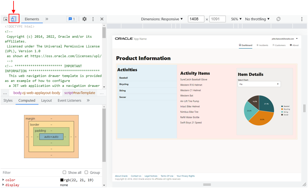 在不同的屏幕大小上测试 Oracle JET Web 应用程序