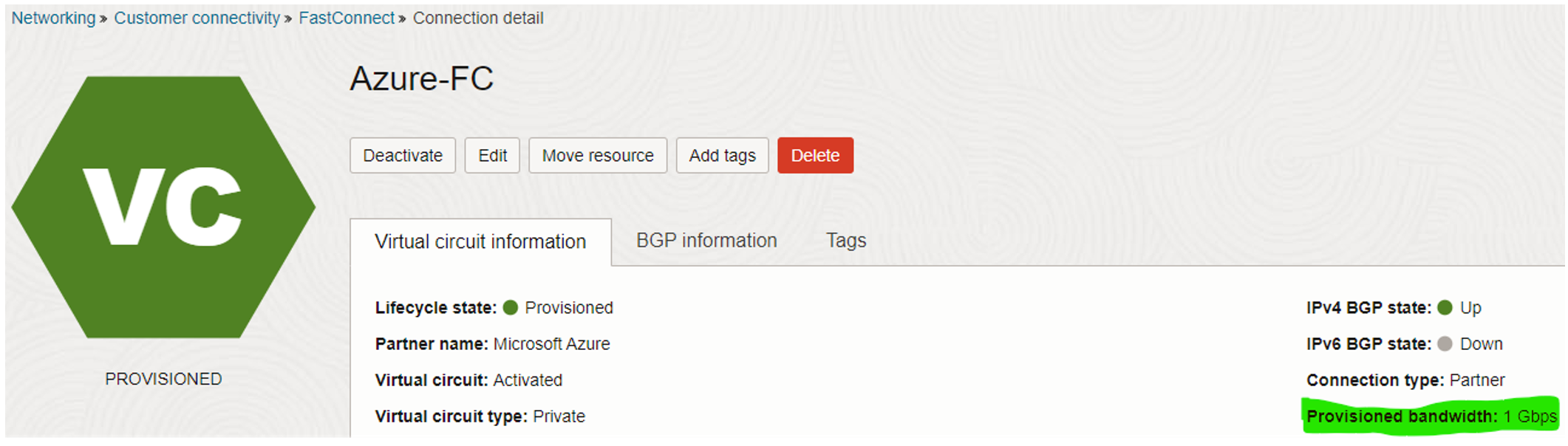 使用 Oracle Cloud Infrastructure Fastconnect 增加或减少带宽