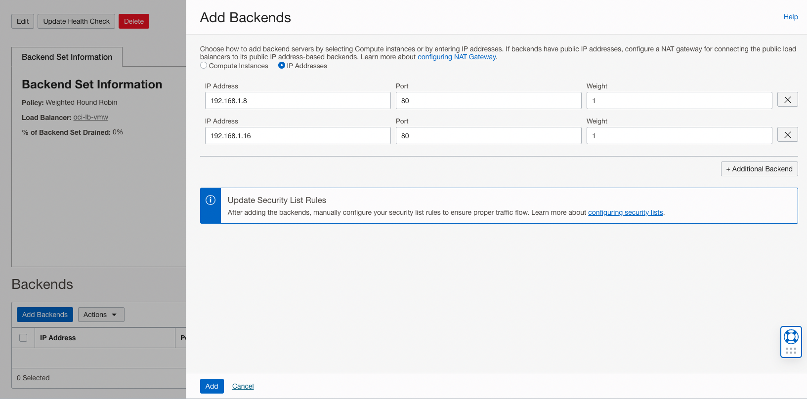 为 Oracle Cloud VMware Solution 应用程序配置 OCI 负载平衡