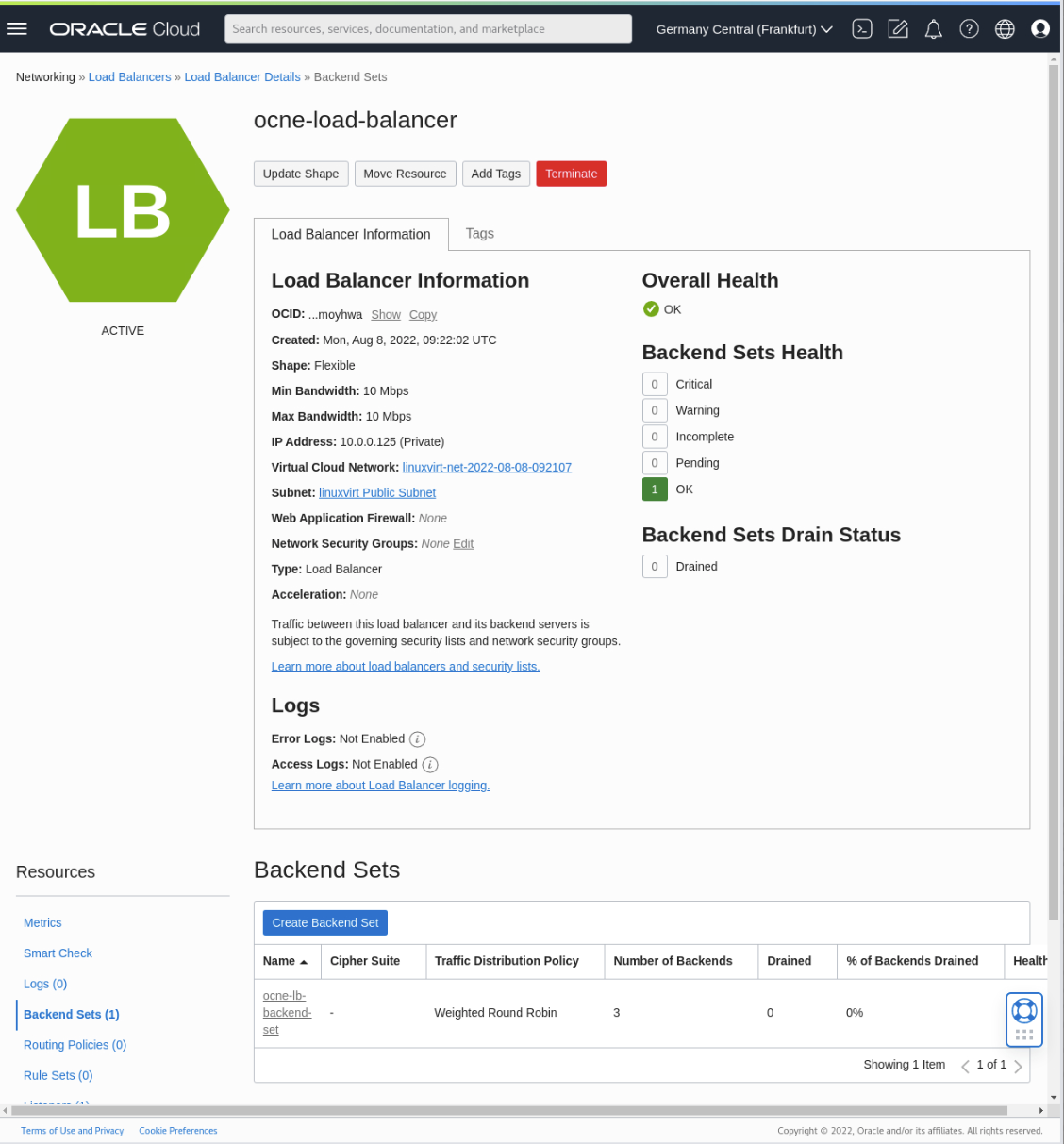使用 Oracle Cloud Native Environment 部署外部负载平衡器