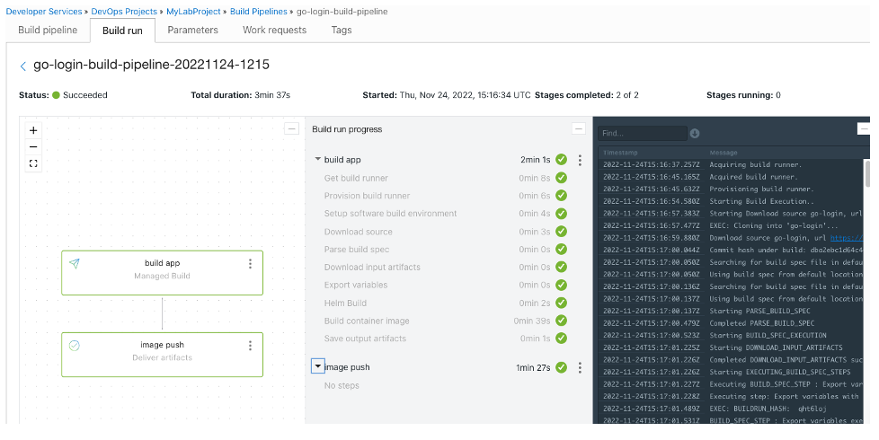 创建 OCI DevOps 管道以构建和部署 Golang 微服务