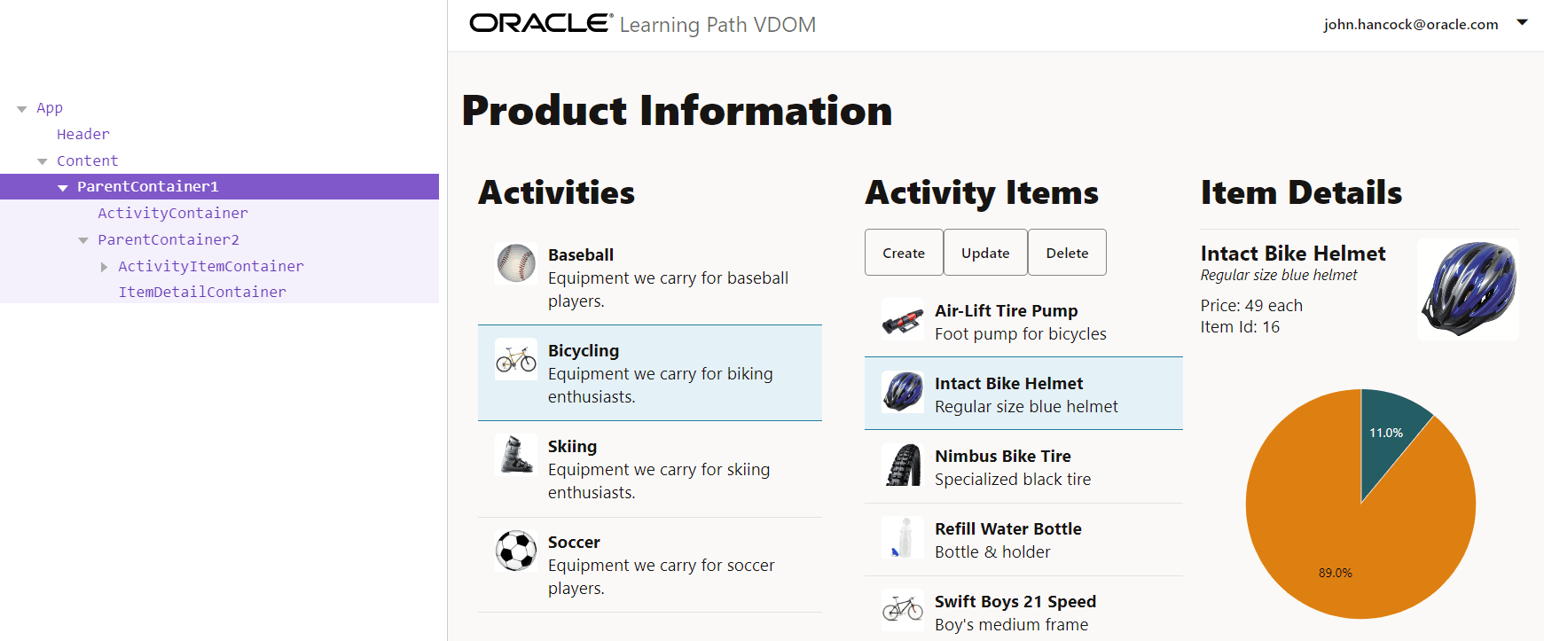 建立上階容器 1 與活動容器元件