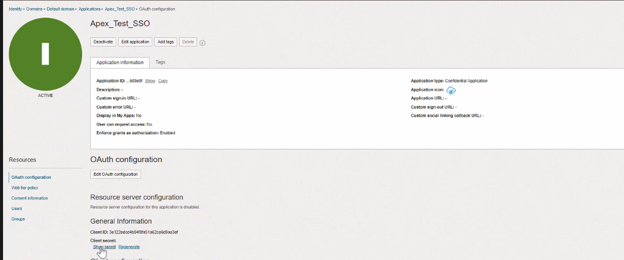 使用 APEX 資料庫從 PL/SQL 呼叫 Oracle Identity Domains REST API